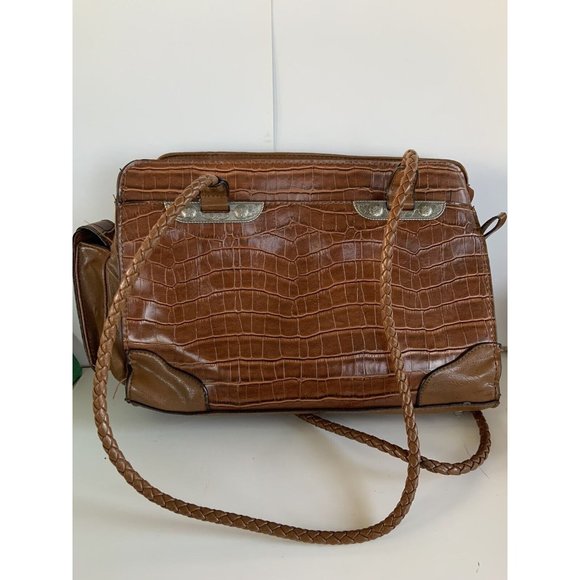 Bueno | Bags | Bueno Shoulder Bag Pocketbook Brown Faux Alligator Skin ...